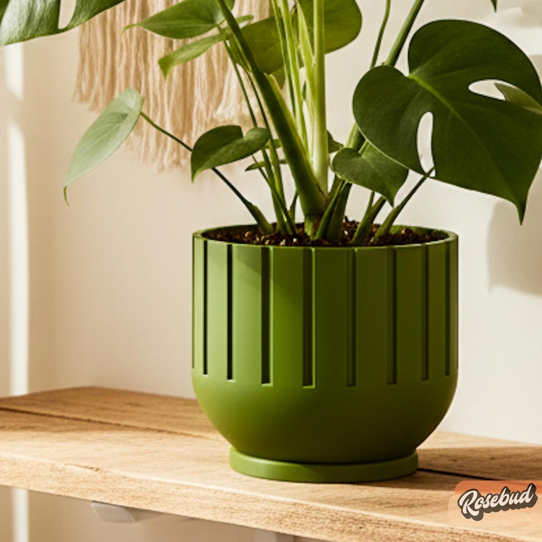 Aesthetic Plant Pot With Drainage – Ribbed 3D Printed Planter ...