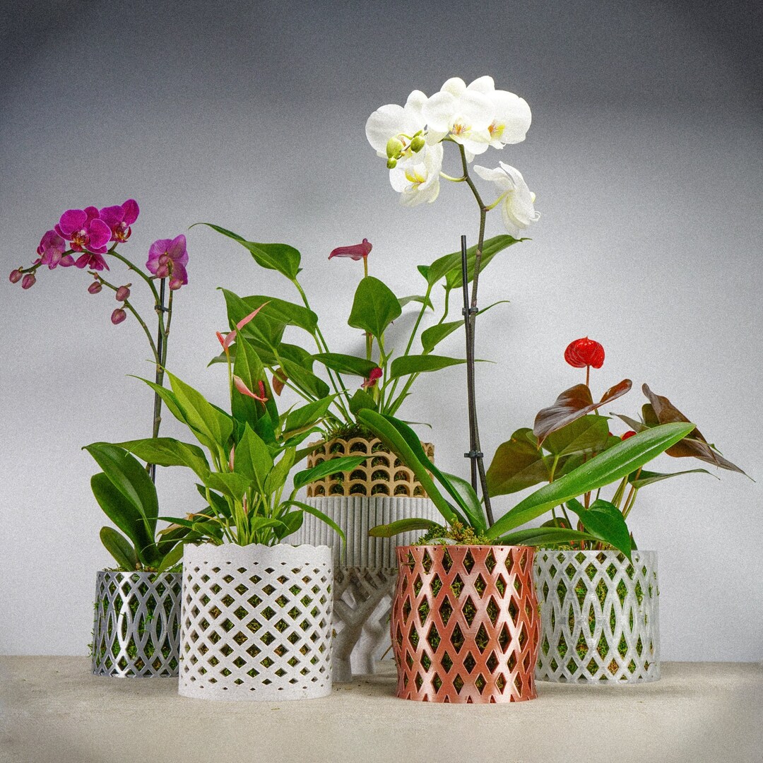 Unique Orchid Pot Plant Pot With Drainage and Saucer 3D - Etsy