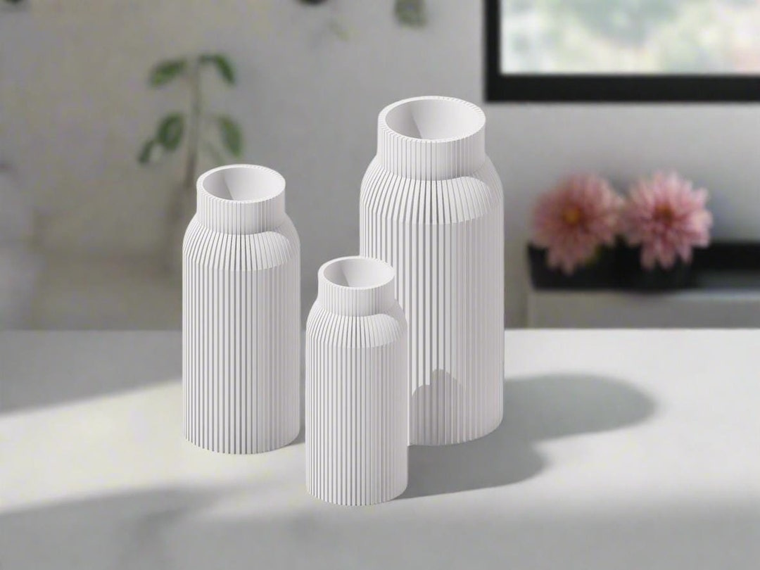 3D Printed Vase, White Dry Vase, Gifts for Home, Minimal Modern ...