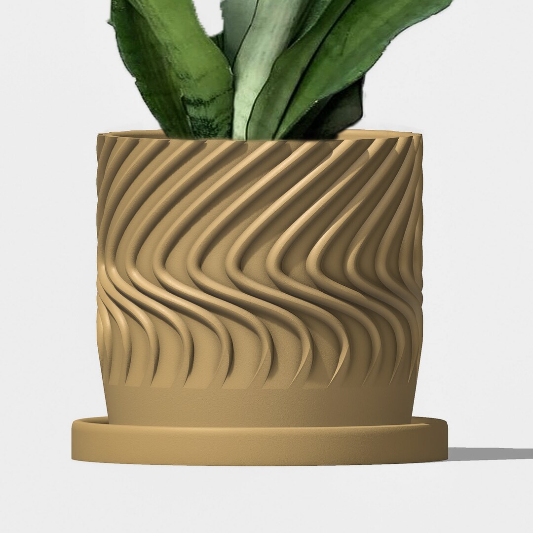 The Swirl Planter in Matte Beige, Pots for Plants With Drainage and ...