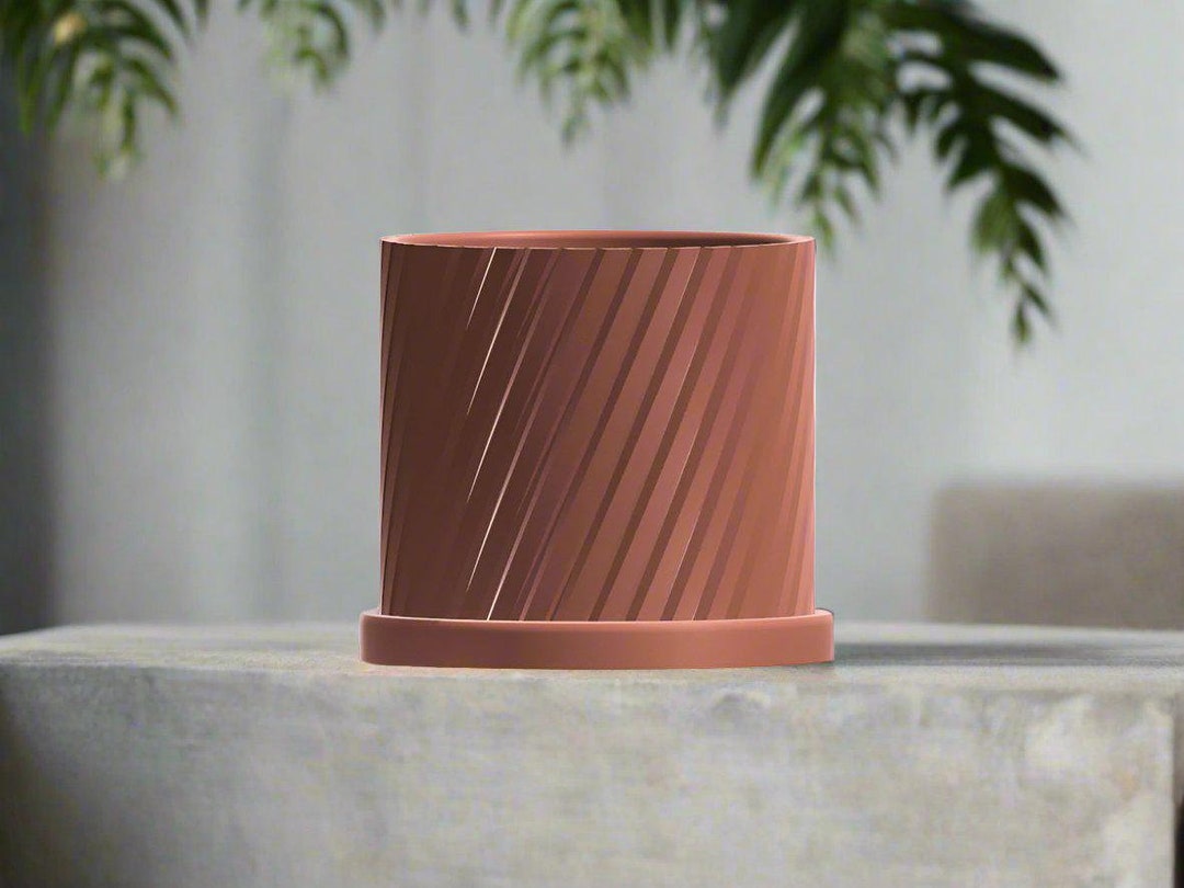 Modern Spiral Plant Pot With Drainage and Drip Tray, Unique Planter ...