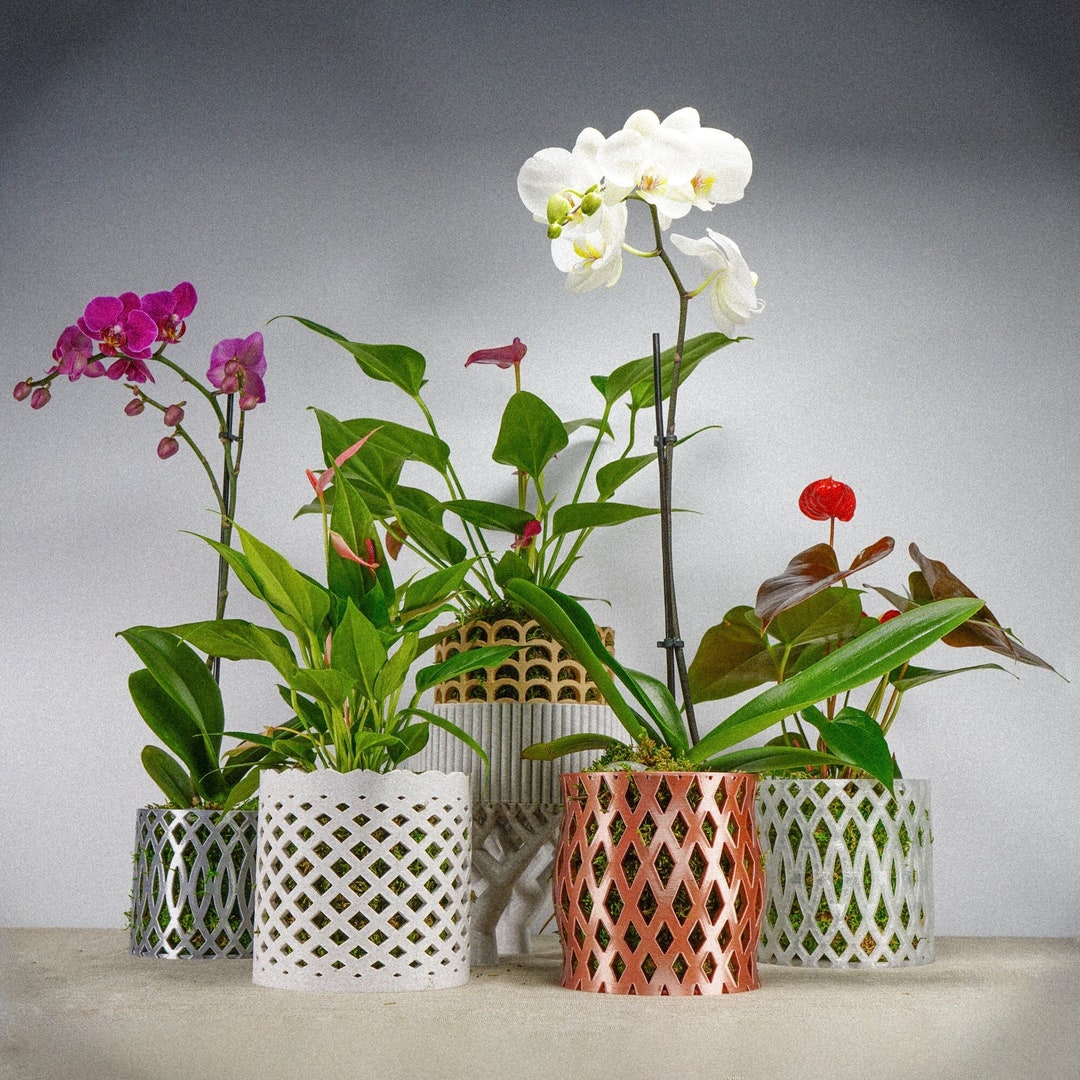 Unique Orchid Pot, Plant Pot With Drainage and Saucer, 3D Printed ...