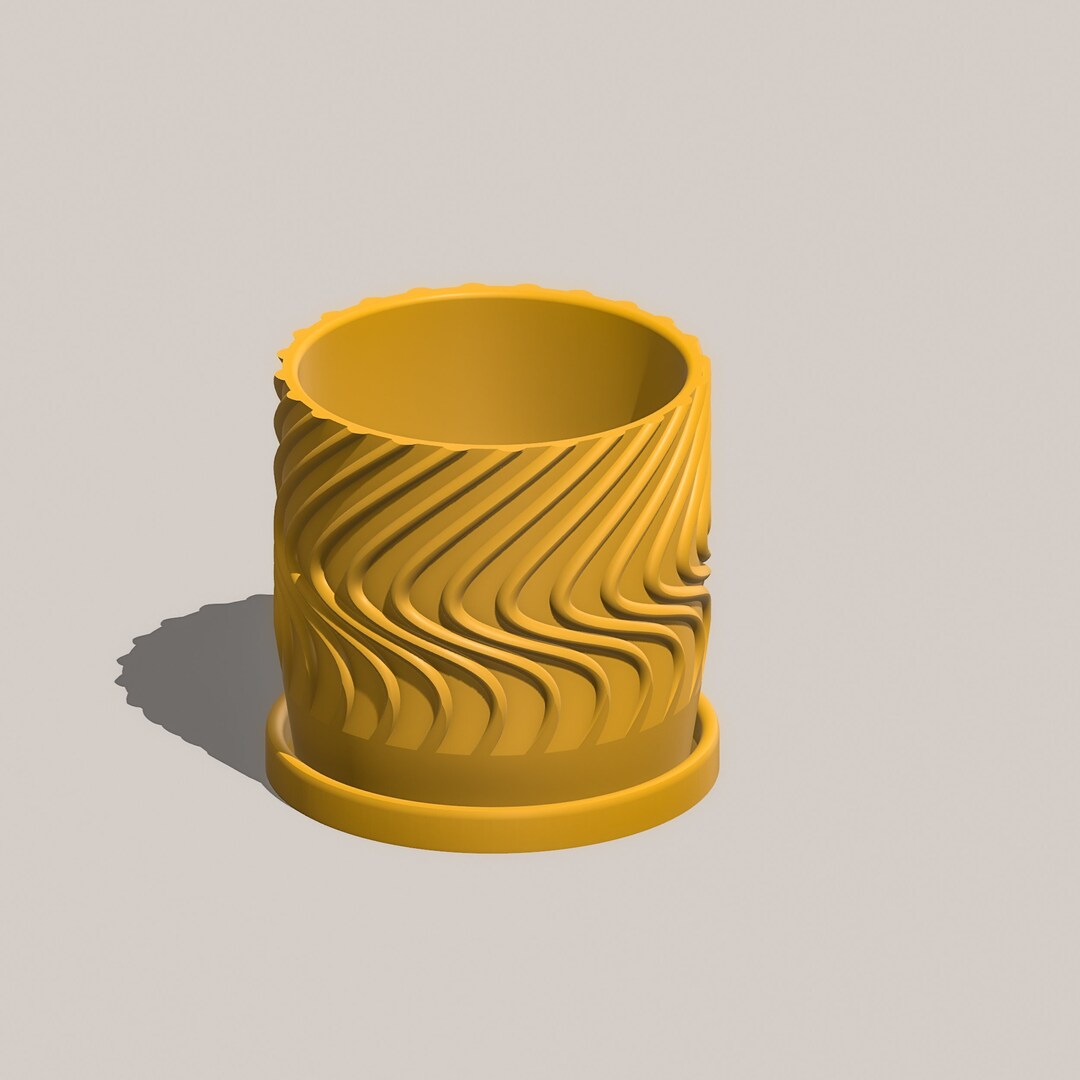 Indoor Matte Mustard Planter With Unique Swirl Design, 4 Inch With ...