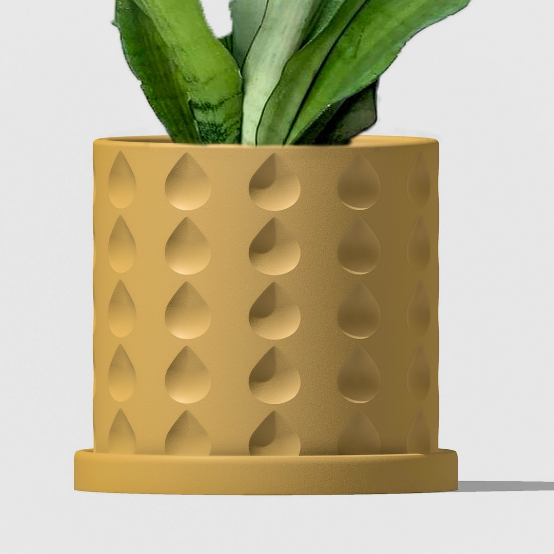 The Tear-drop Paragon Planter in Matte Beige With Drainage and Saucer ...