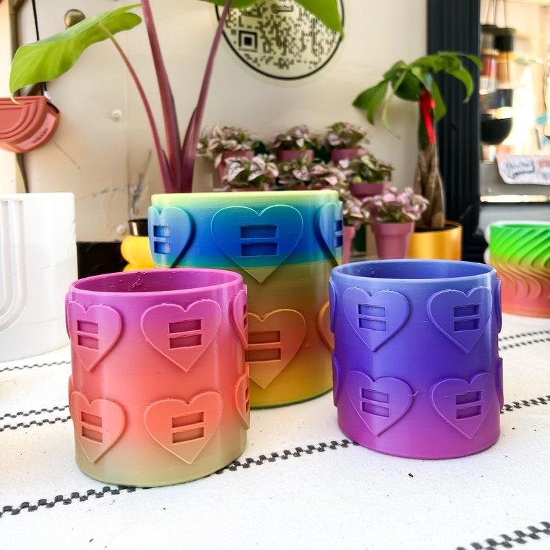 3D Printed Planter Equality Hearts Planter With Drainage - Etsy