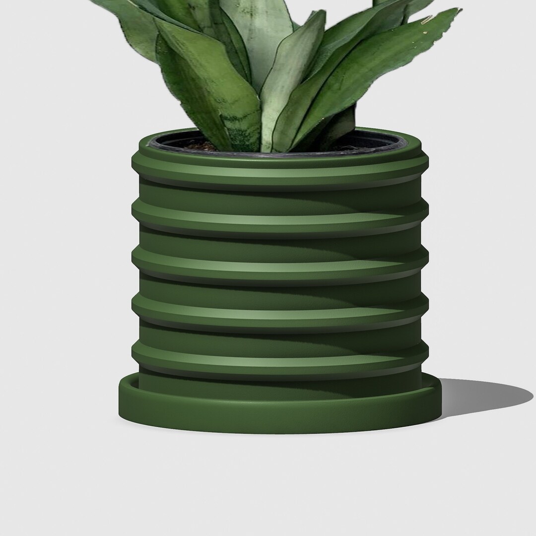 Modern Bubble Plant Pot in Matte Olive Green, Crest Pots With Drainage ...
