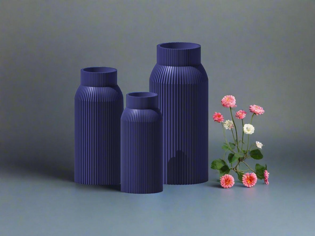Navy Blue Vase, 3D Printed Dry Vase, Gifts for Home, Minimal Modern ...