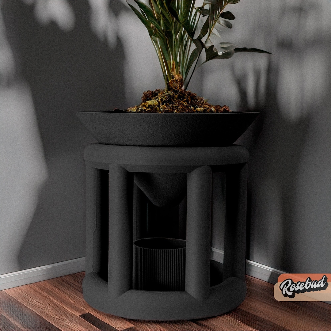 The Conduit Planter Pot With Stand and Water Drip Tray for Indoor Hoya ...