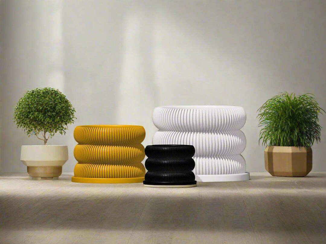 BUBBLE Plant Pot With Drainage and Saucer, 21 Colors and 5 Size Options ...