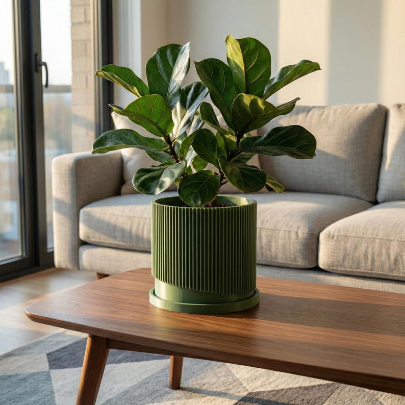Modern 3D Printed Plant Pot for Plants with Drainage & Saucer - Wave ...