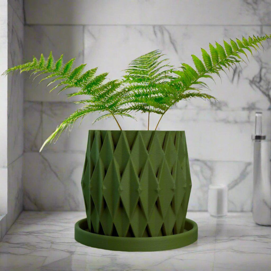 Modern Sculptural Planter With Drainage – 3D Printed Indoor Plant Pot ...