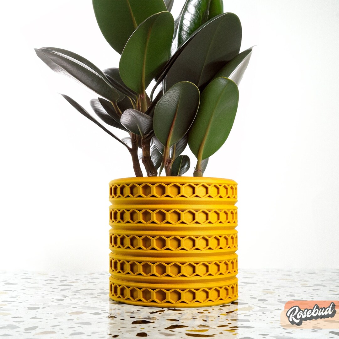Indoor Matte Mustard Planter, 3D Printed Planter, Planter With Drainage ...