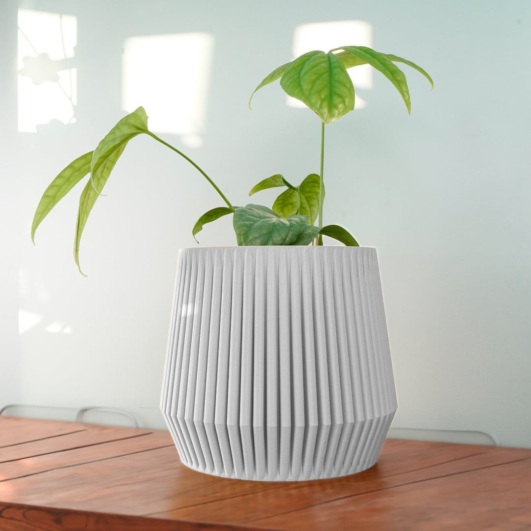 Modern Statement Planter – Geometric Indoor Plant Pot With Drainage, 3D ...