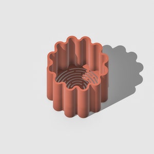 Funky Plant Pot in Matte Terracotta Red, Mid Century Modern Pots With ...