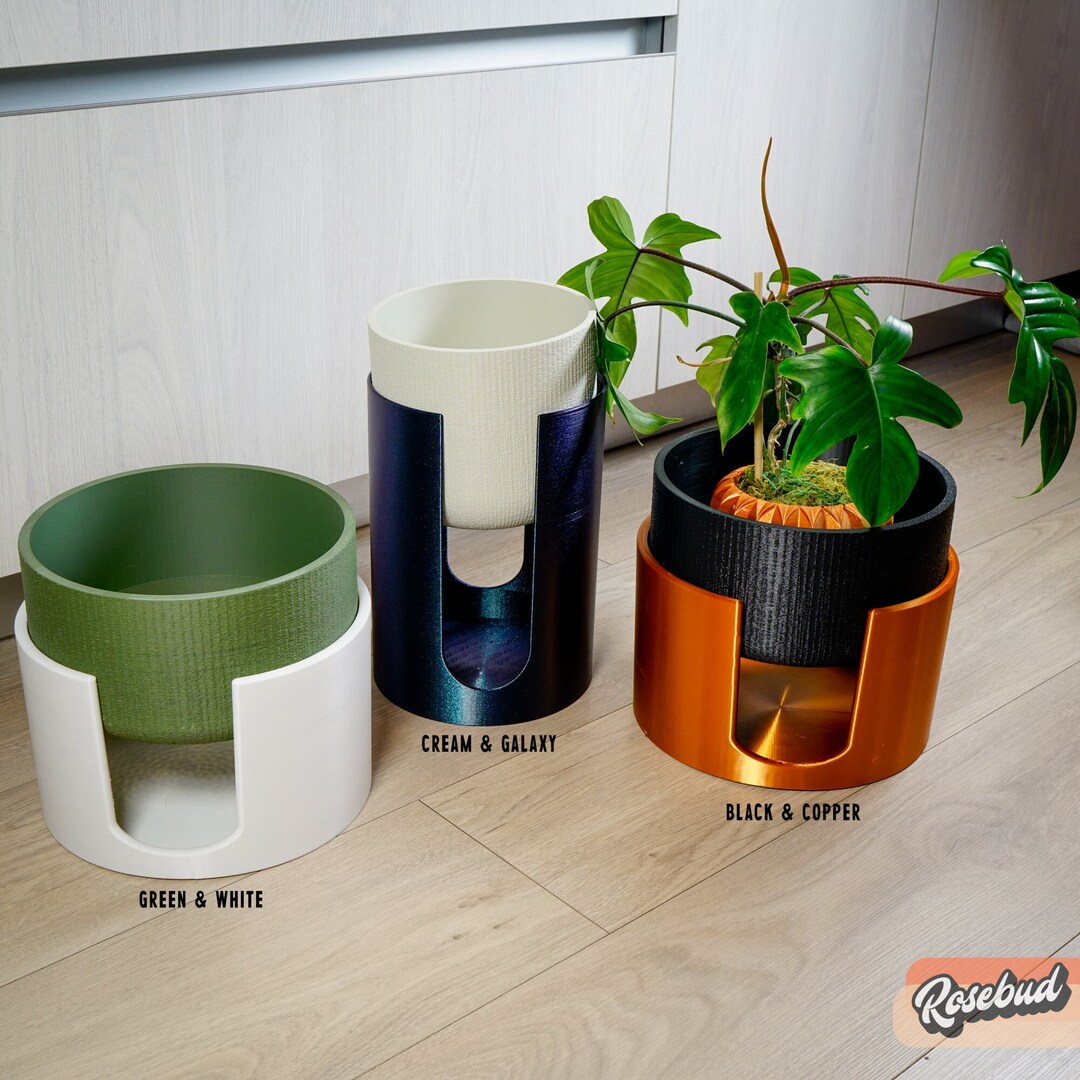 Modern Elevated Planter and Plant Stand Set - 2-piece Plant Pot With ...