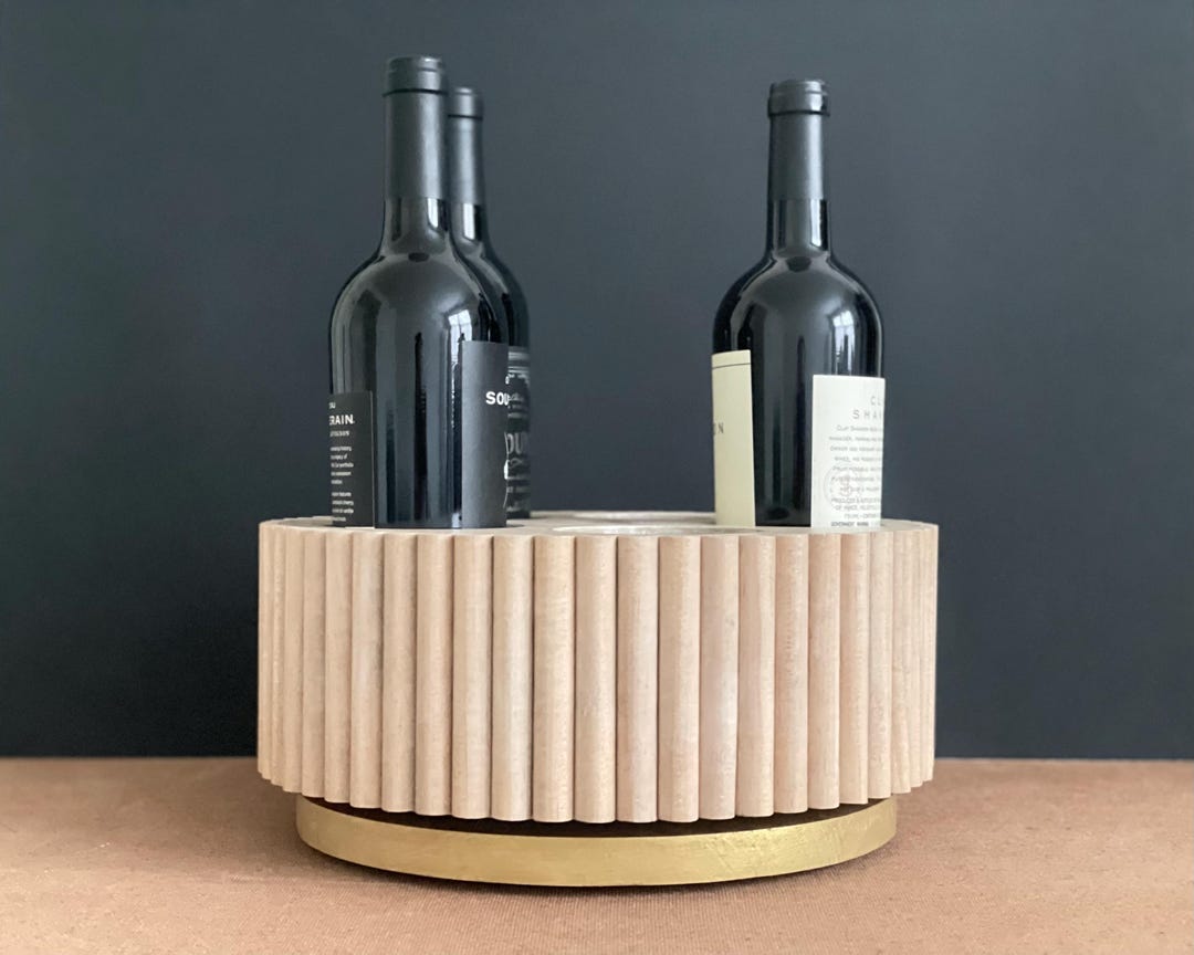 Handcrafted Wooden Wine Rack: Rotating 5-bottle Carousel - Etsy
