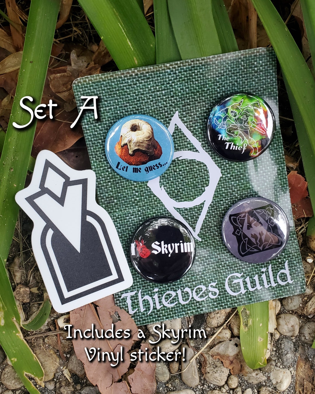 Thieves Guild Skyrim Button Pin Set and Vinyl Sticker Elder - Etsy