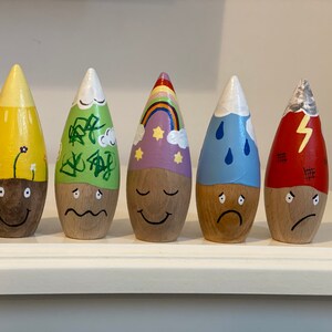 Emotion Dolls Emotion Wooden Gnomes/ Peg Dolls Wooden Peg - Etsy UK