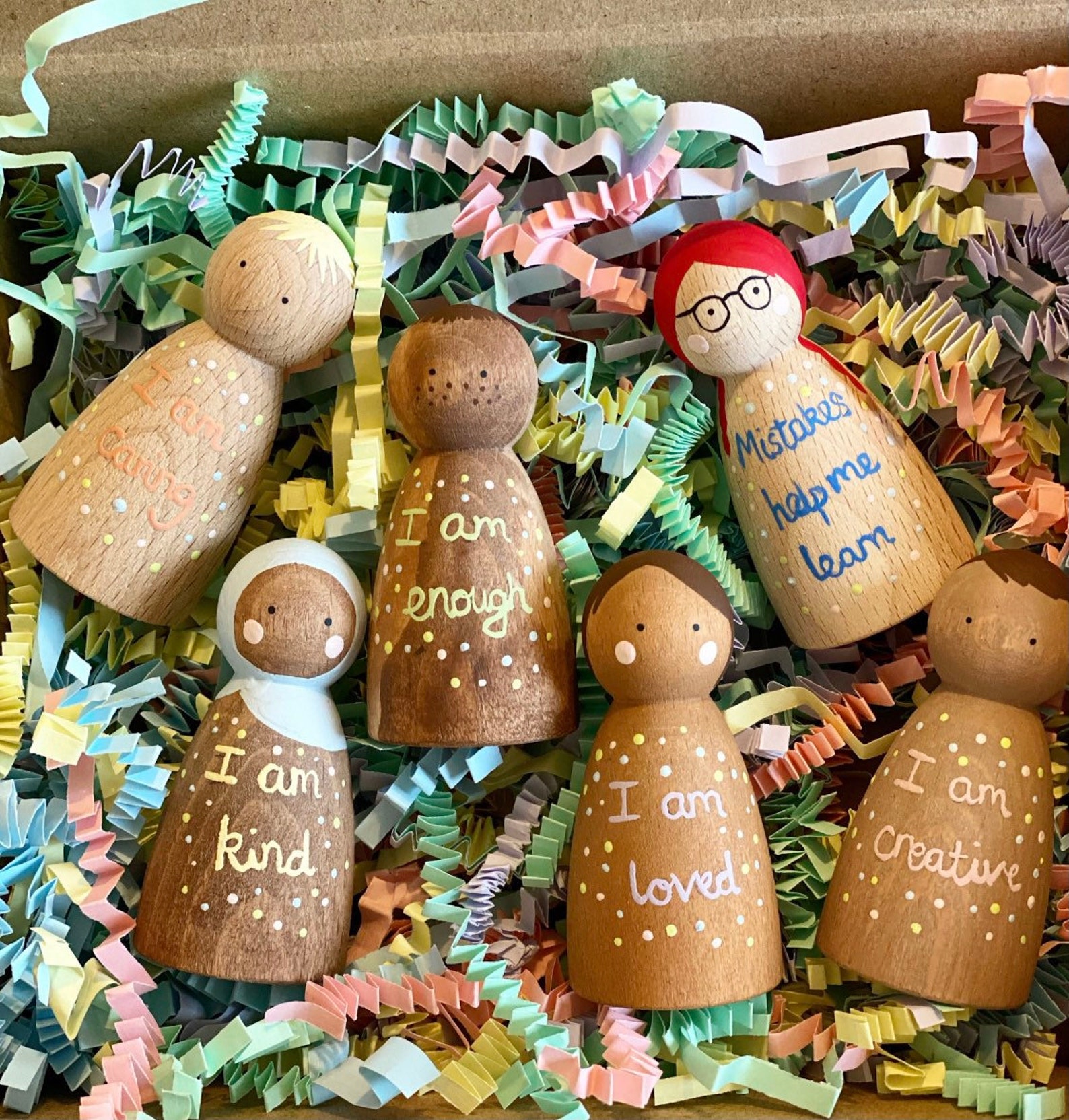 Positive Affirmation Peg Dolls Diverse Wooden Dolls - Etsy UK