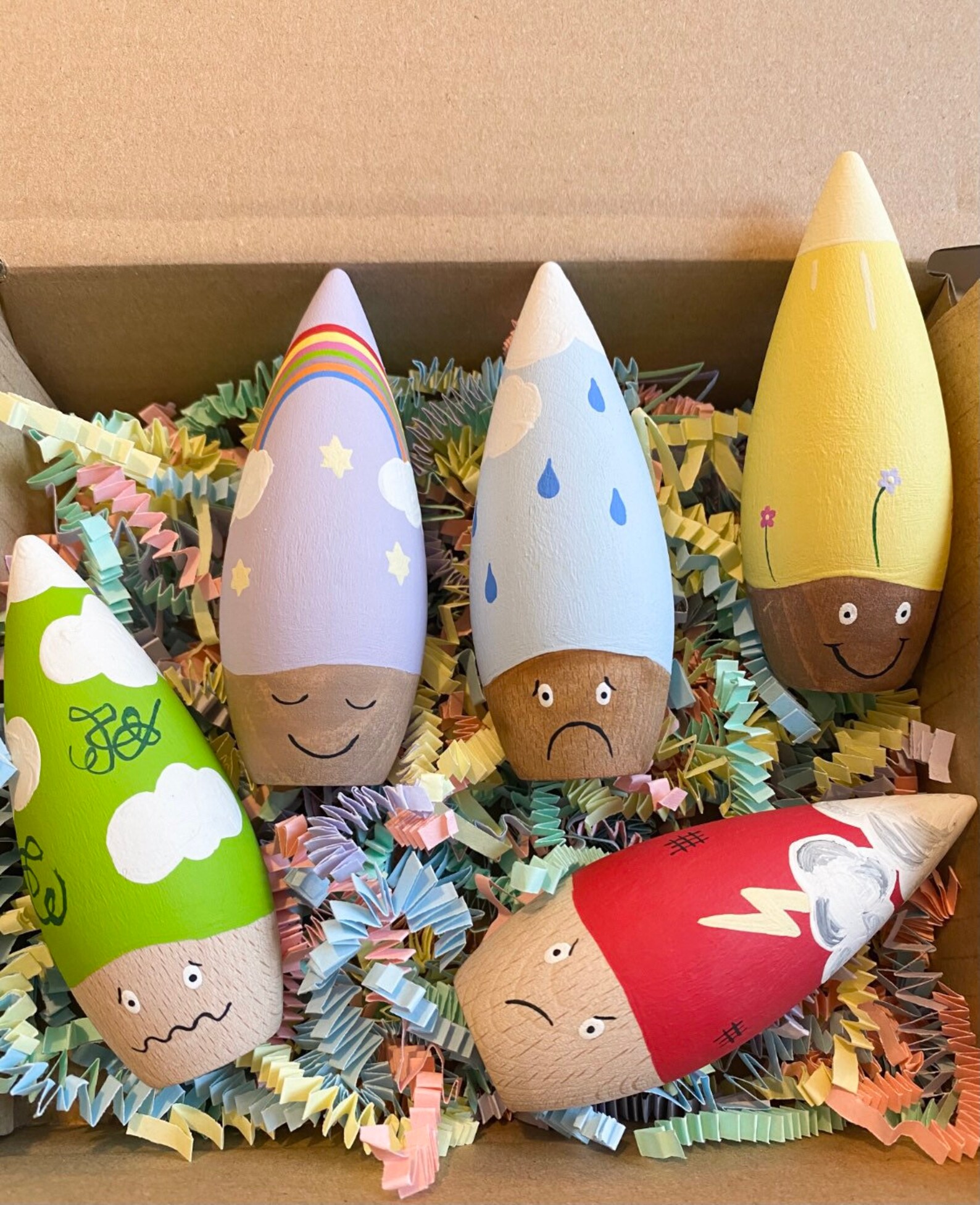 Emotion Dolls Emotion Wooden Gnomes/ Peg Dolls Wooden Peg - Etsy UK