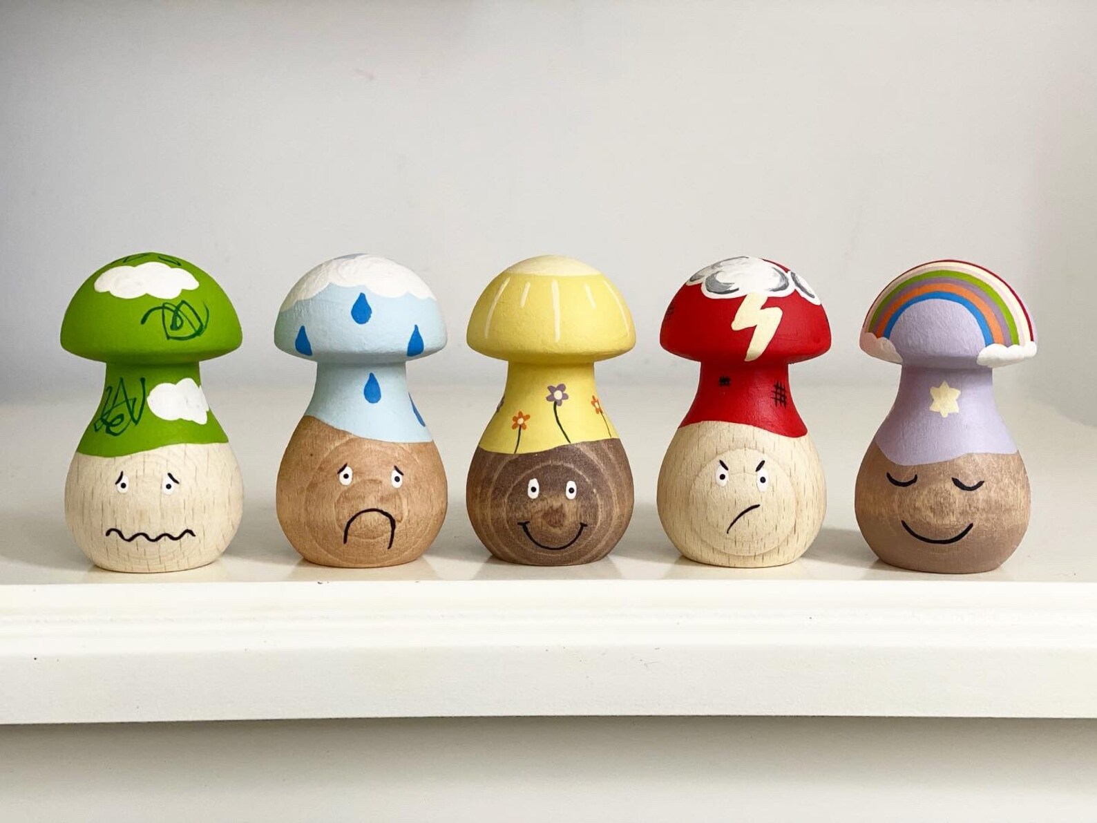 Emotion Dolls Emotion Wooden Gnomes/ Peg Dolls Wooden Peg | Etsy UK