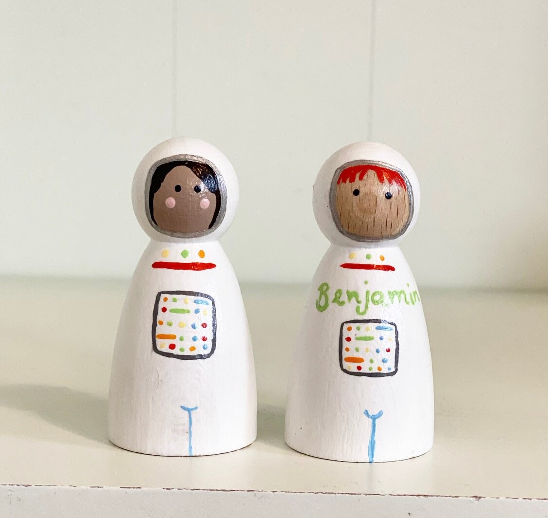 Space Play Set Wooden Space Toys Spaceman Peg Doll | Etsy UK