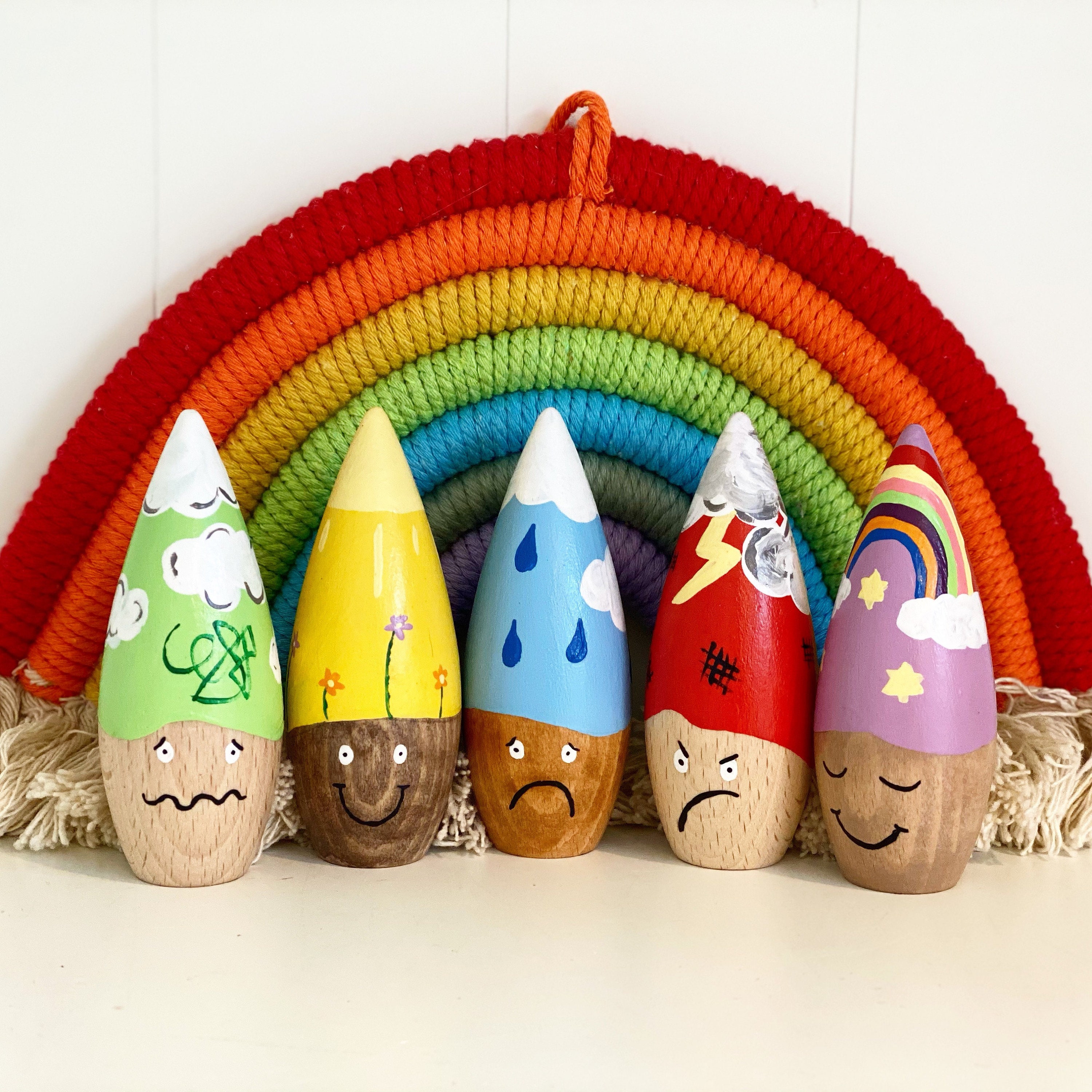 Emotion Dolls Emotion Wooden Gnomes/ Peg Dolls Wooden Peg | Etsy UK