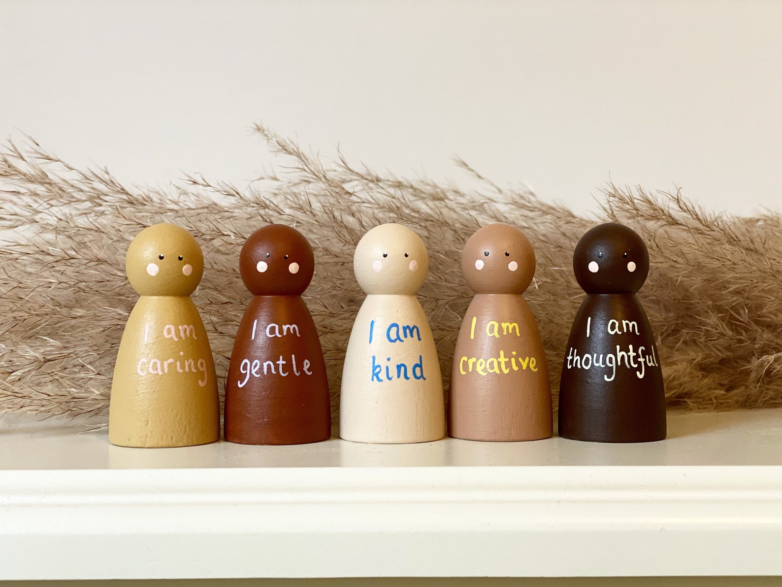 Positive Affirmation Peg Dolls Diverse Wooden Dolls | Etsy