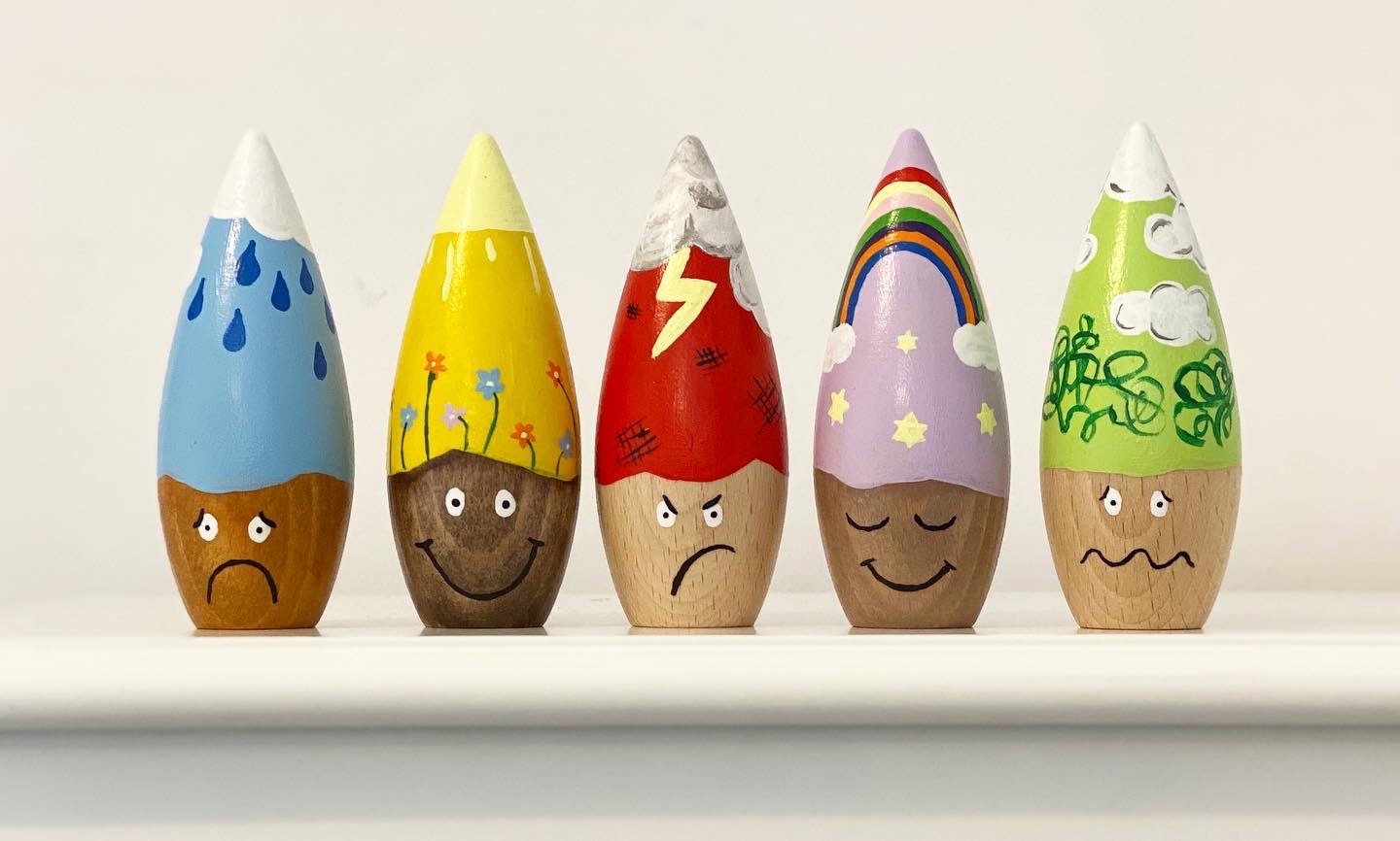 Emotion Dolls Emotion Wooden Gnomes/ Peg Dolls Wooden Peg | Etsy UK