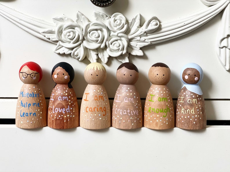 Positive Affirmation Peg Dolls Diverse Wooden Dolls | Etsy