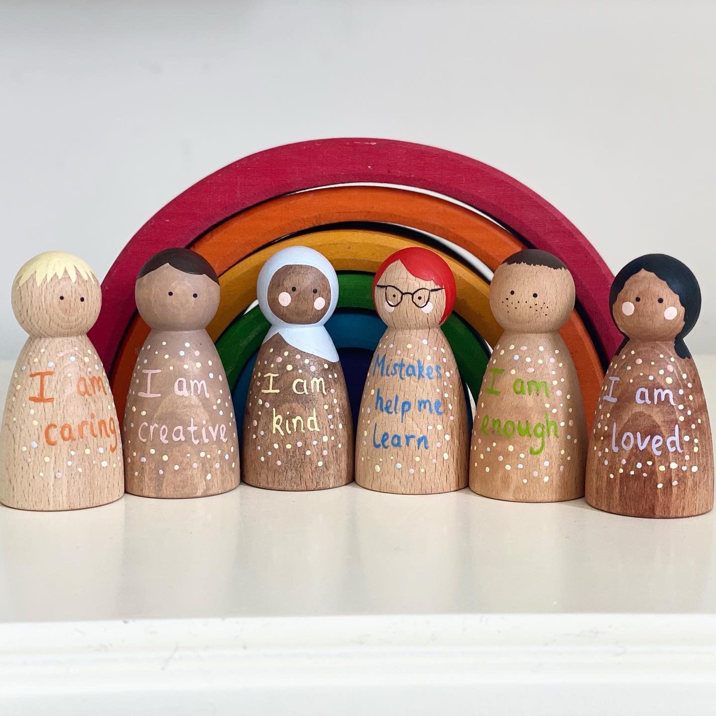 Positive Affirmation Peg Dolls Diverse Wooden Dolls - Etsy UK
