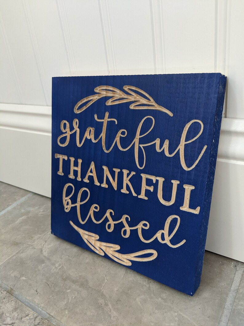 Grateful Thankful Blessed Sign | Living Room Sign | Farmhouse Decor | Rustic Decor | Gift | FREE ...