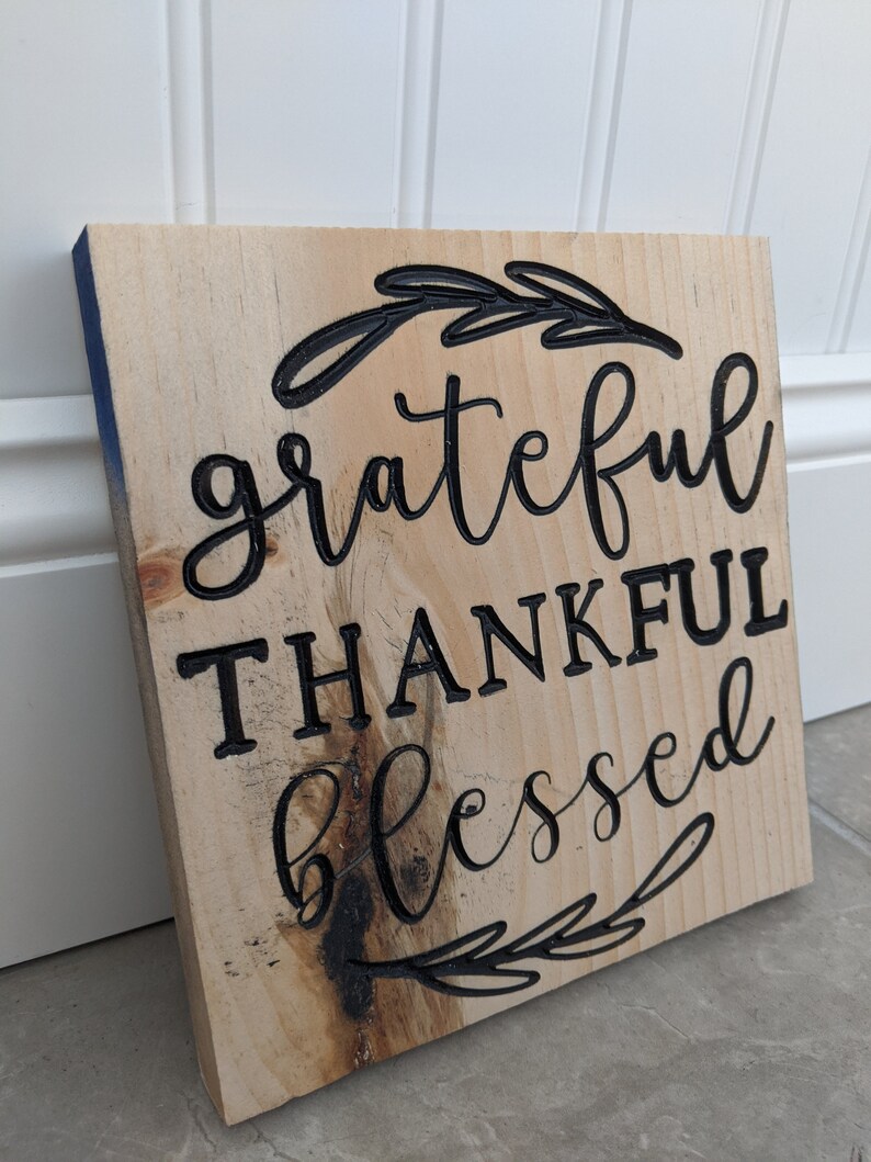 Grateful Thankful Blessed Sign | Living Room Sign | Farmhouse Decor | Rustic Decor | Gift | FREE ...