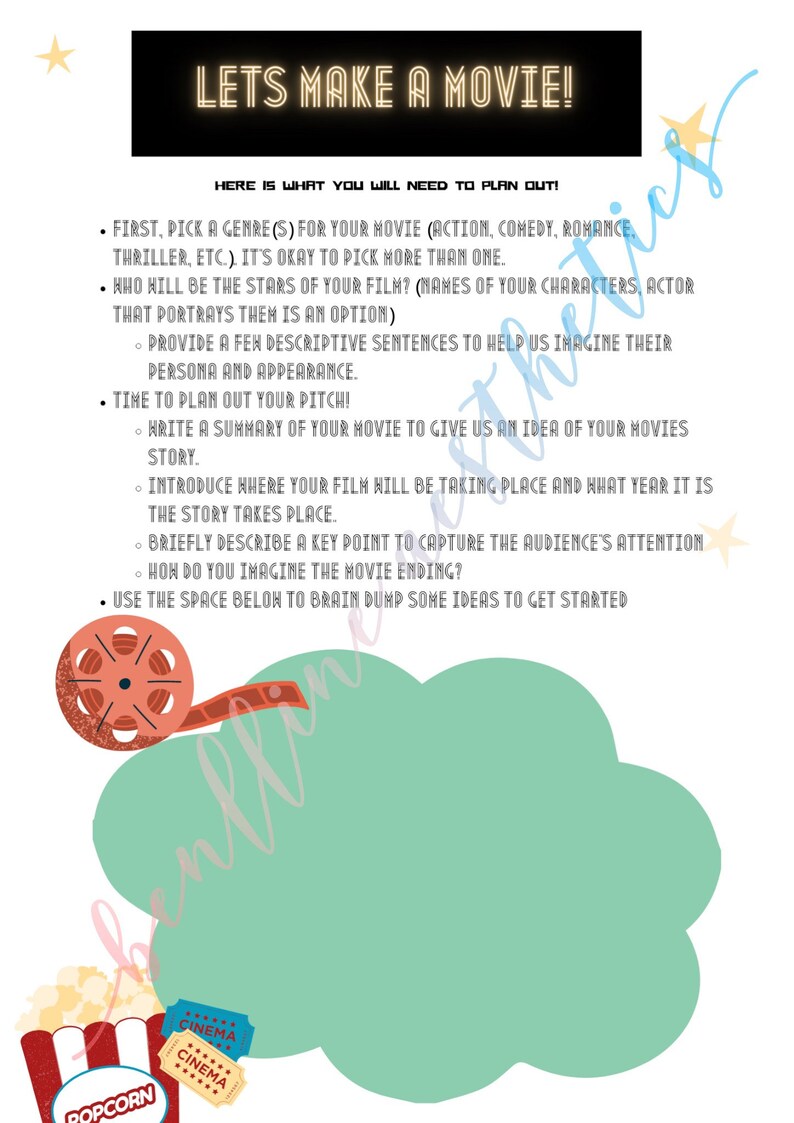 Let's Make a Movie! Activity - Etsy