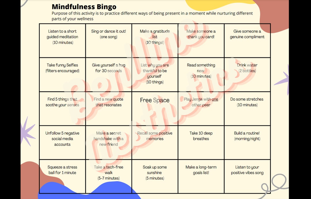 Mindfulness Bingo - Etsy