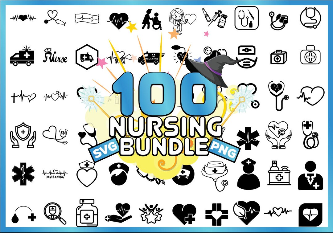 100 Nurse SVG Bundles, Nursing Svg, Png, Nurse Outline, Nursing Icon ...