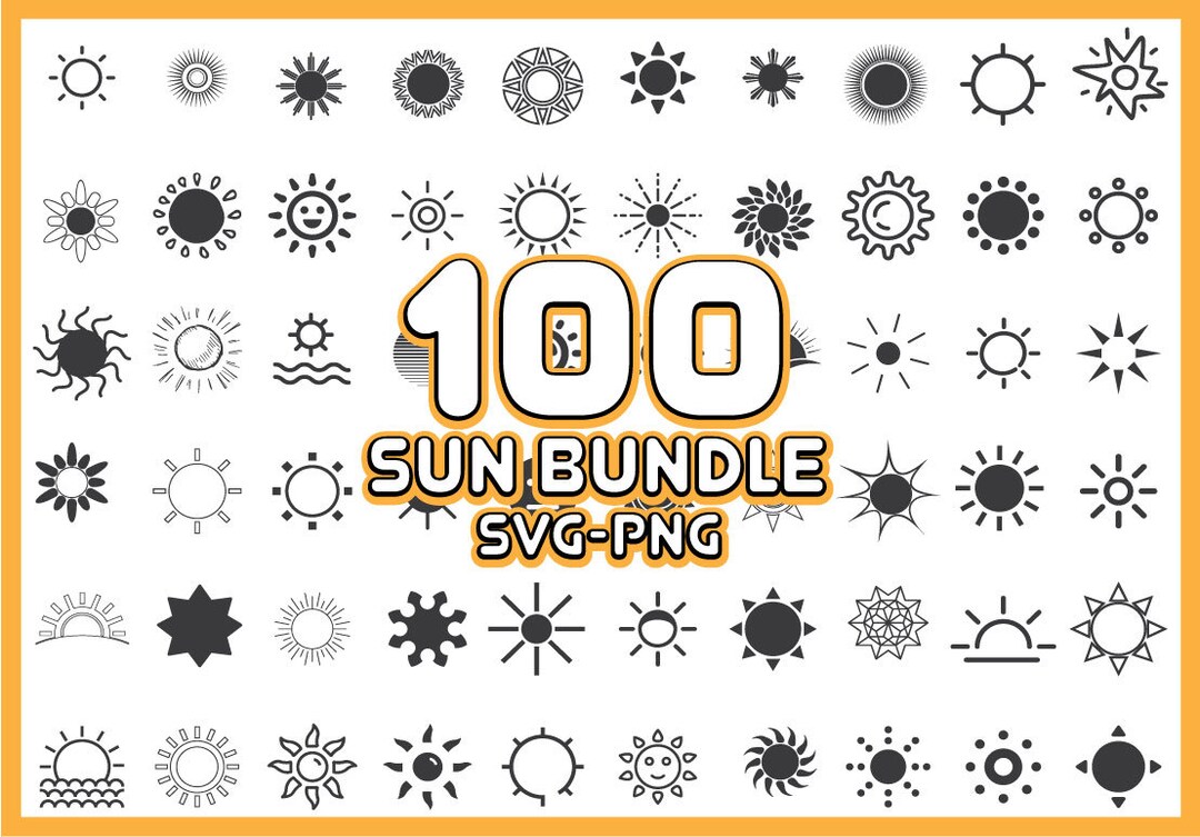 100 Sun SVG Bundle, Sun Icons, Sun Designs, Sun Svg, Sun Svg File, Sun ...