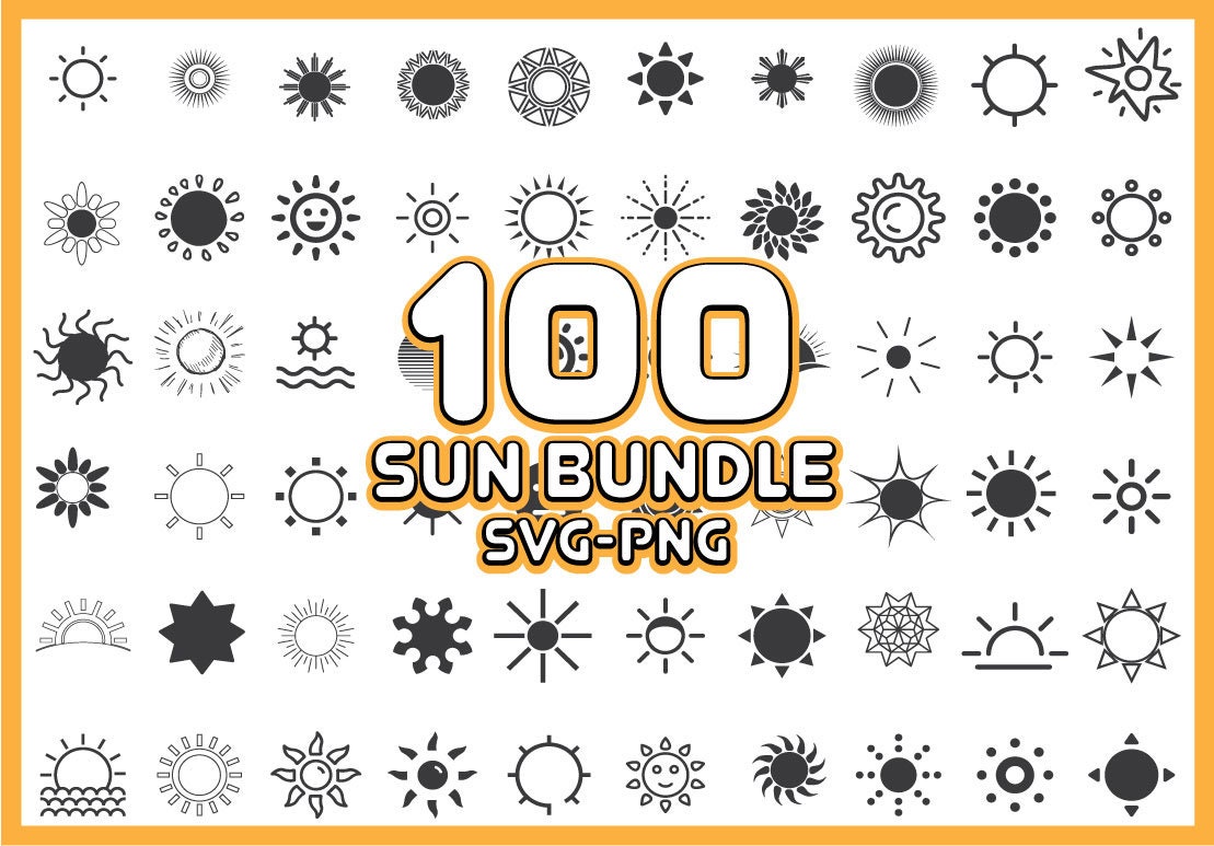 100 Sun SVG Bundle, Sun Icons, Sun Designs, Sun Svg, Sun Svg File, Sun ...