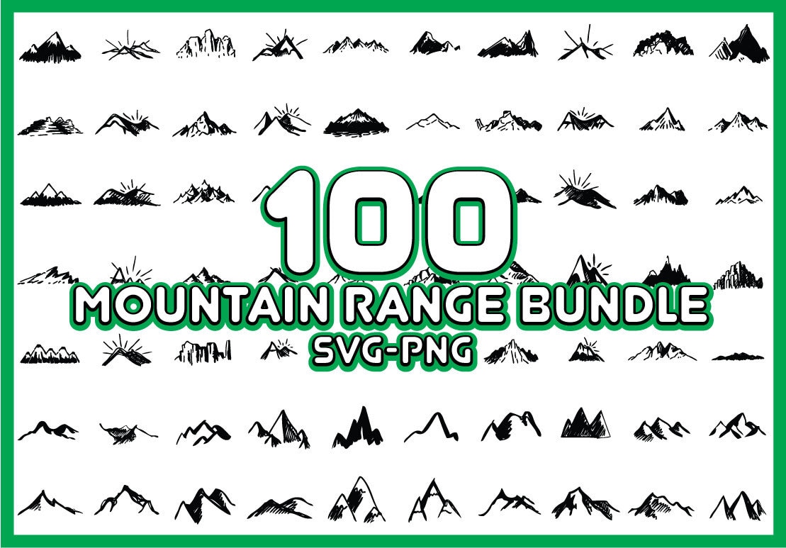100 Mountain Range SVG PNG Bundle Instant Download - Etsy