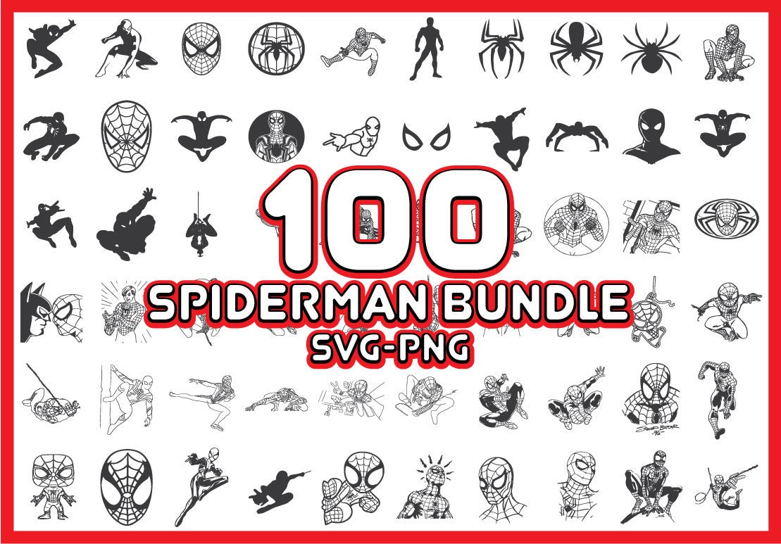 100 Spiderman SVG PNG Bundle Instant Download - Etsy