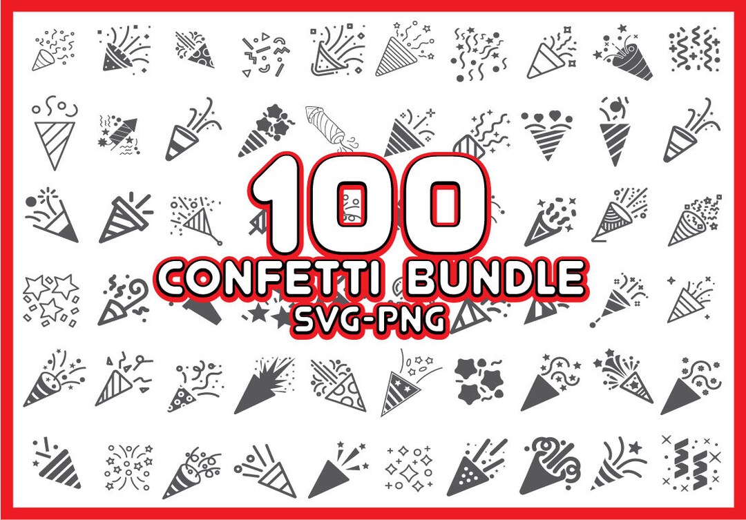 100 Party Confetti SVG Bundle, Party Streamer Svg, Party Poppers, Party ...