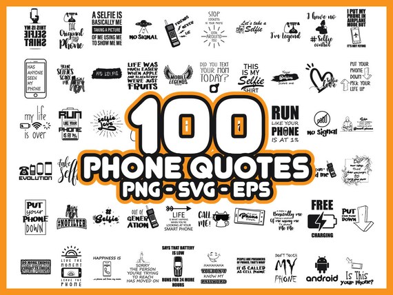 100 Phone Sayings Quotes SVG PNG Bundle Instant Download | Etsy
