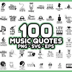 100 Music Quotes SVG / PNG Bundle - Instant Download - Etsy