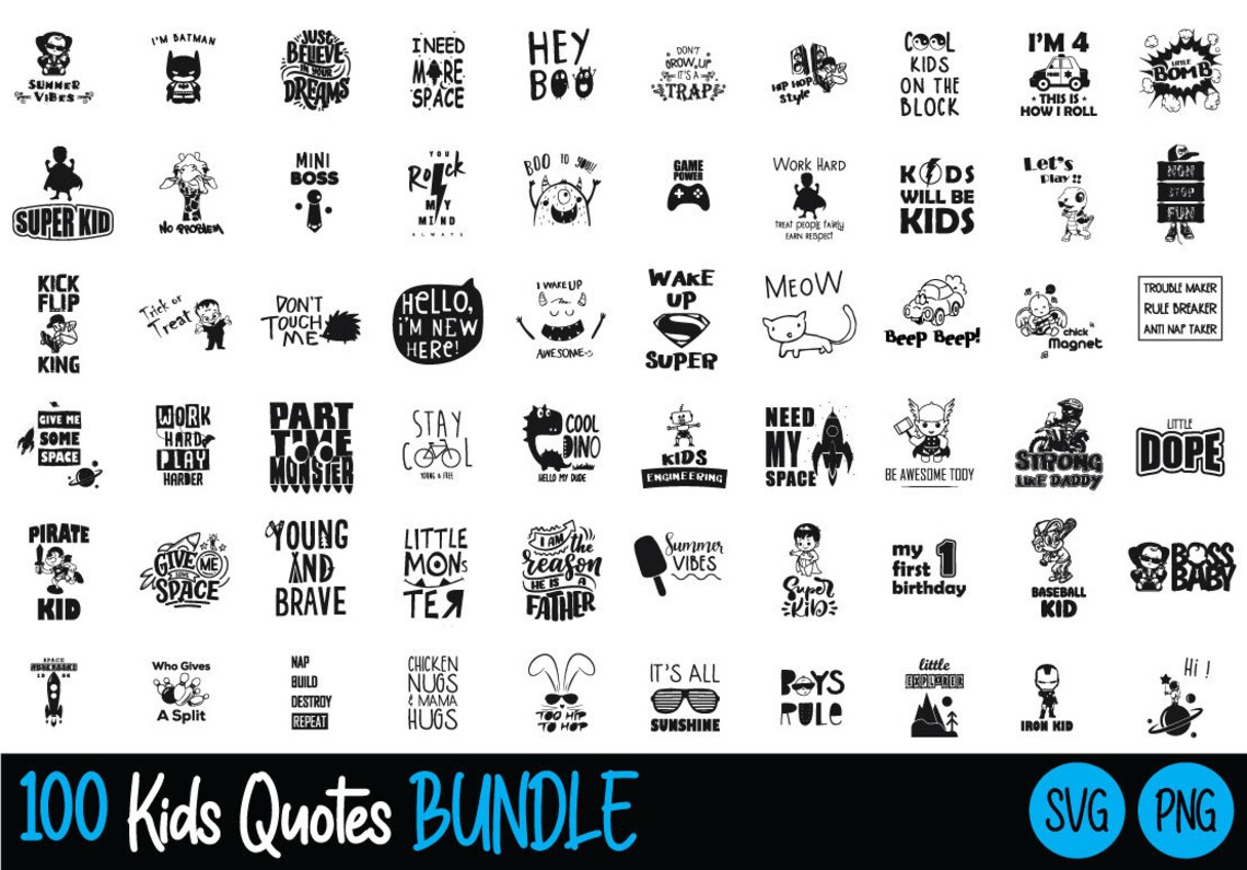 100 Kids Quotes SVG Bundle Kids Svg Kids Quotes Vg Kids Svg - Etsy Canada