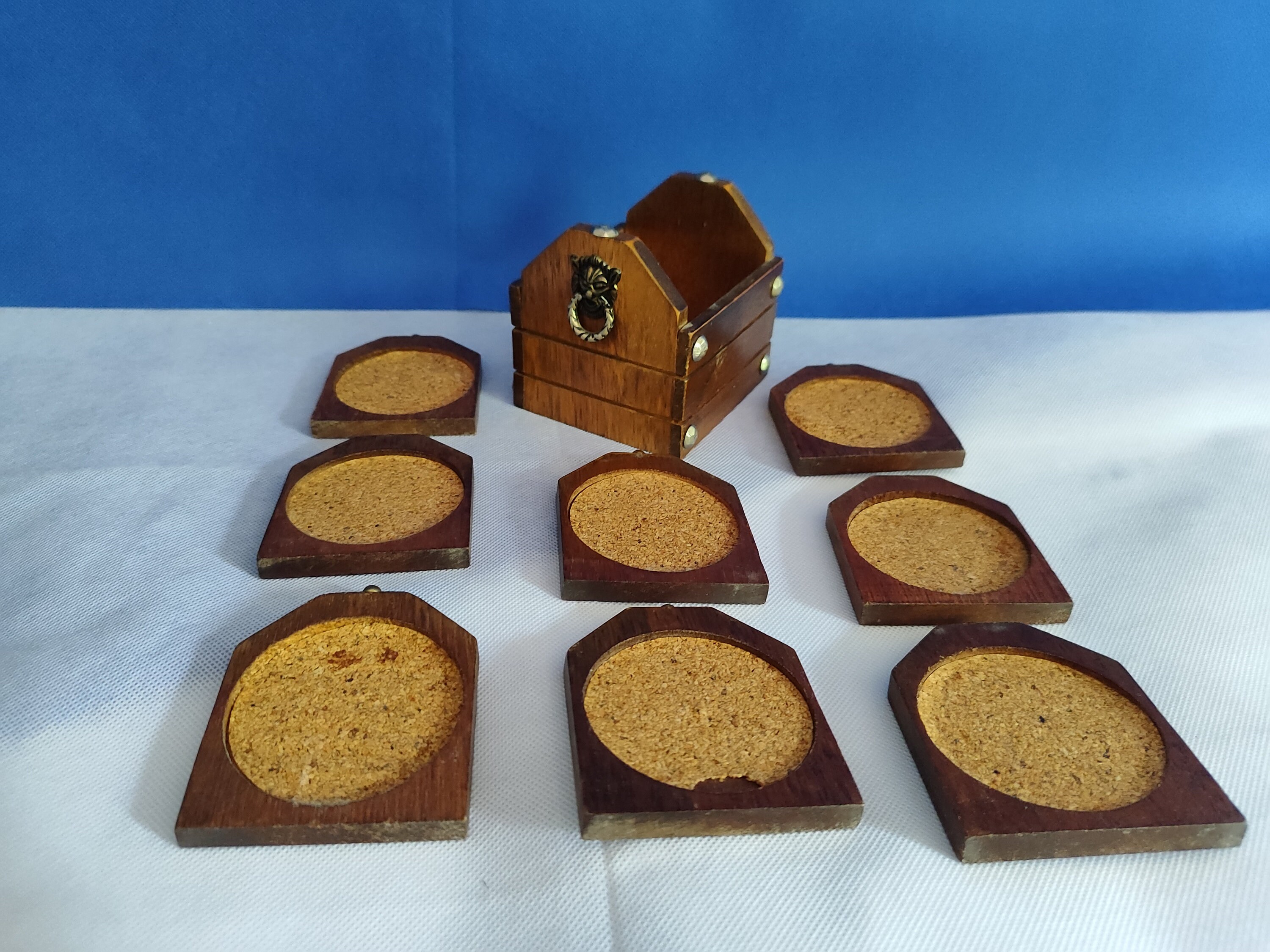 Vintage 1970s Chest Shaped Wooden and Cork Coaster Set (8) - Etsy
