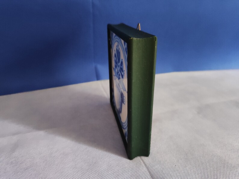 Manganese Delft Blue Antique Hand Painted Tile With Flower Pot in Large ...