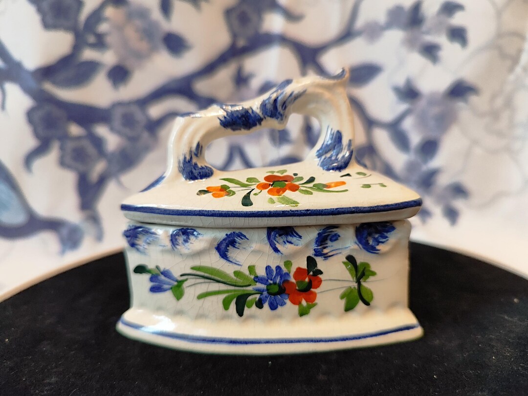 Vintage Miniature Polychrome Hand Painted Iron Shaped Trinket by ...