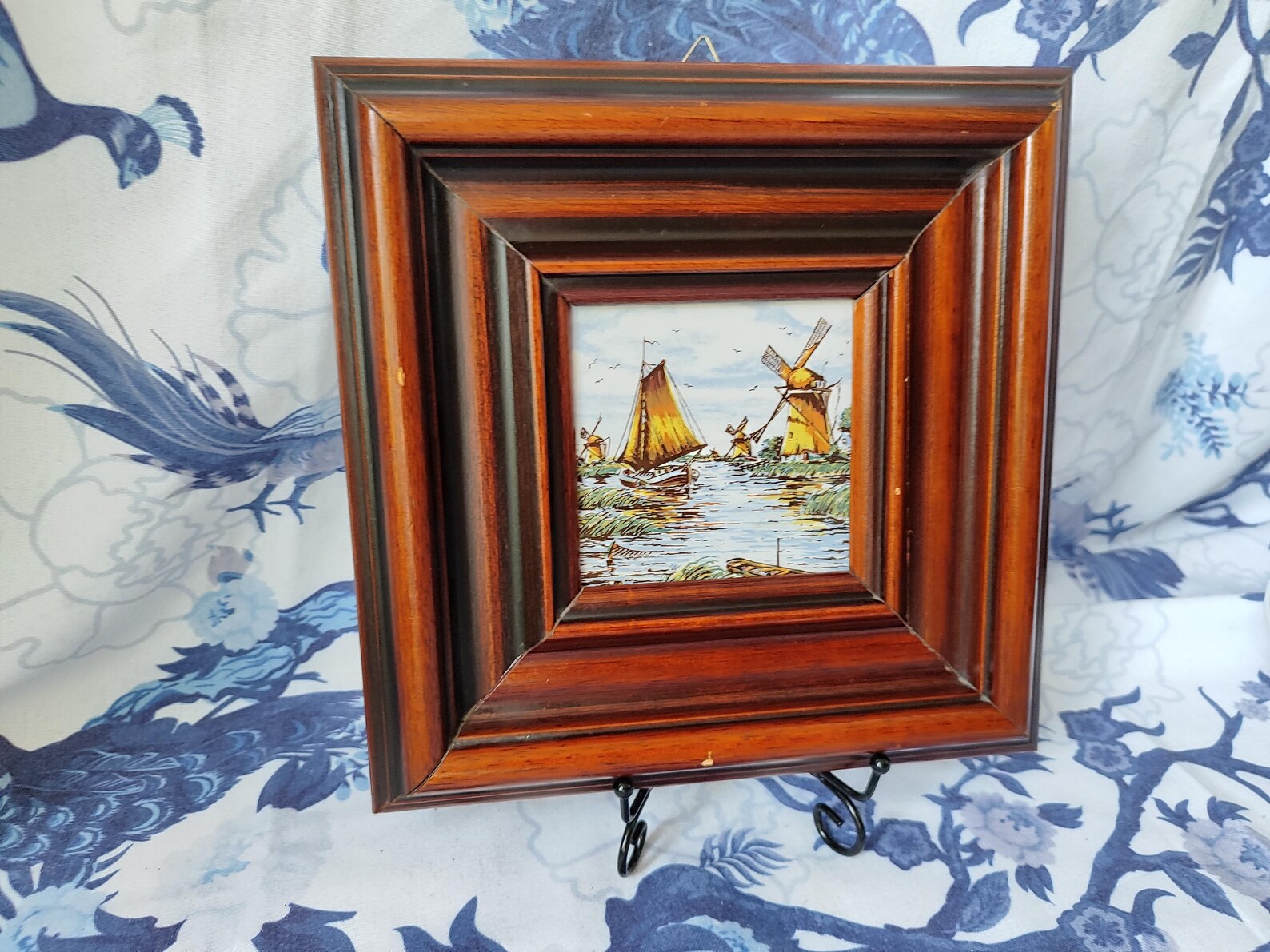 Vintage Delft Polychrome Style Tile in a Large Wooden Frame - Etsy