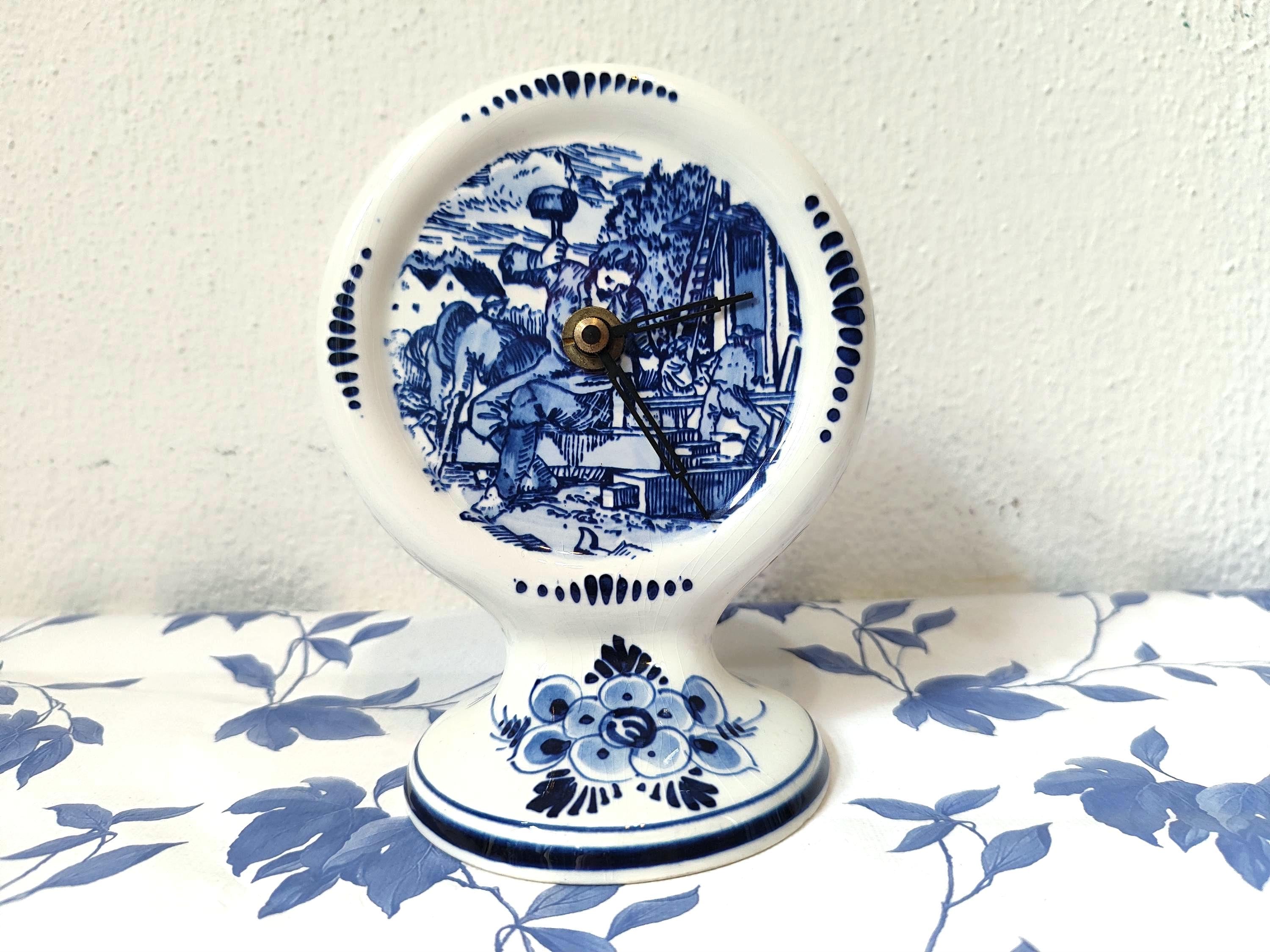 Delft Blue Ceramic Clock With West Germany Quartz Mechanism - Etsy