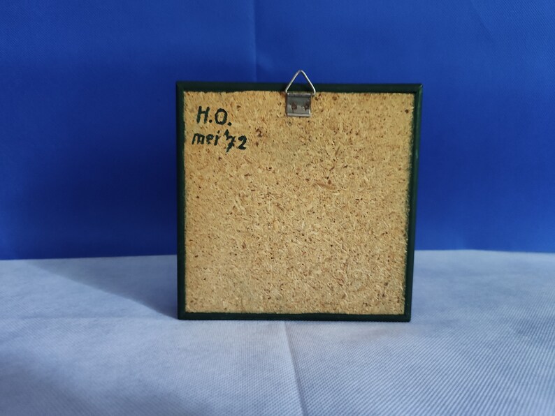 Manganese Delft Blue Antique Hand Painted Tile With Flower Pot in Large ...